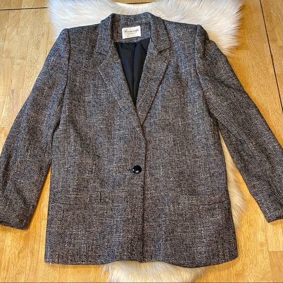 Ferncroft | Jackets & Coats | Vintage 8s 90s Ferncroft Black Tweed ...